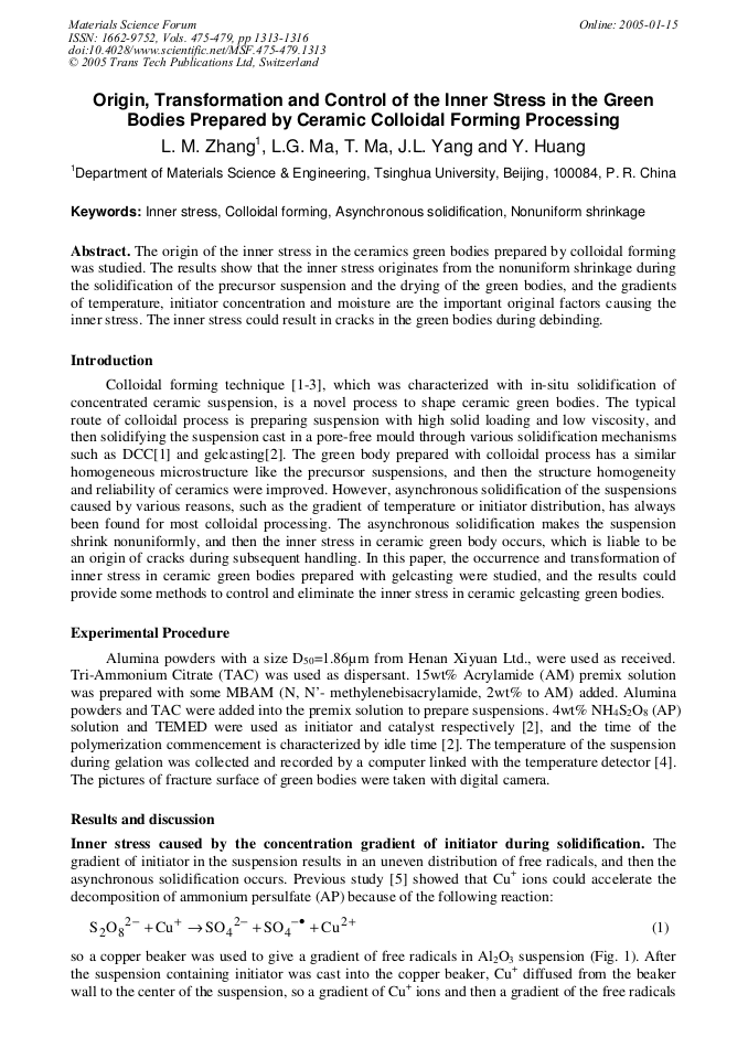 Origin, Transformation and Control of the Inner Stress in the Green ...