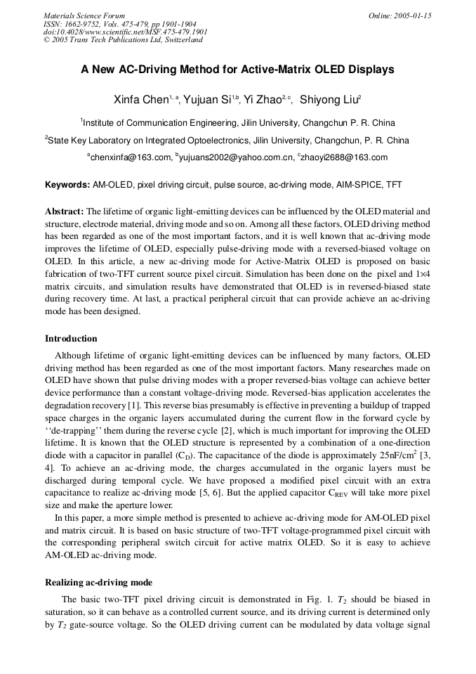 A New AC-Driving Method for Active-Matrix OLED Displays | Scientific.Net