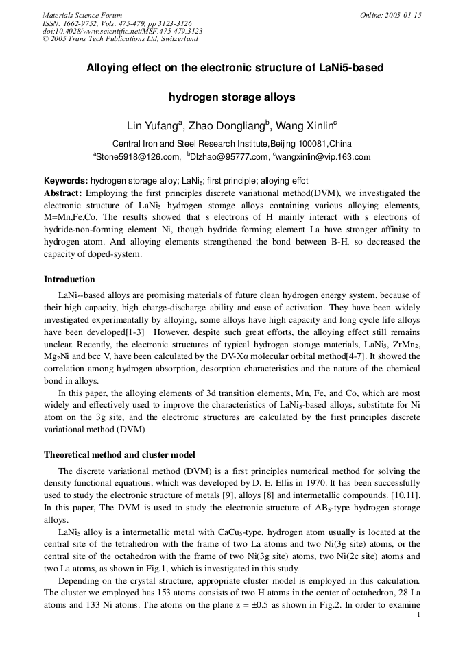 Alloying Effect on the Electronic Structure of LaNi5-Based Hydrogen ...
