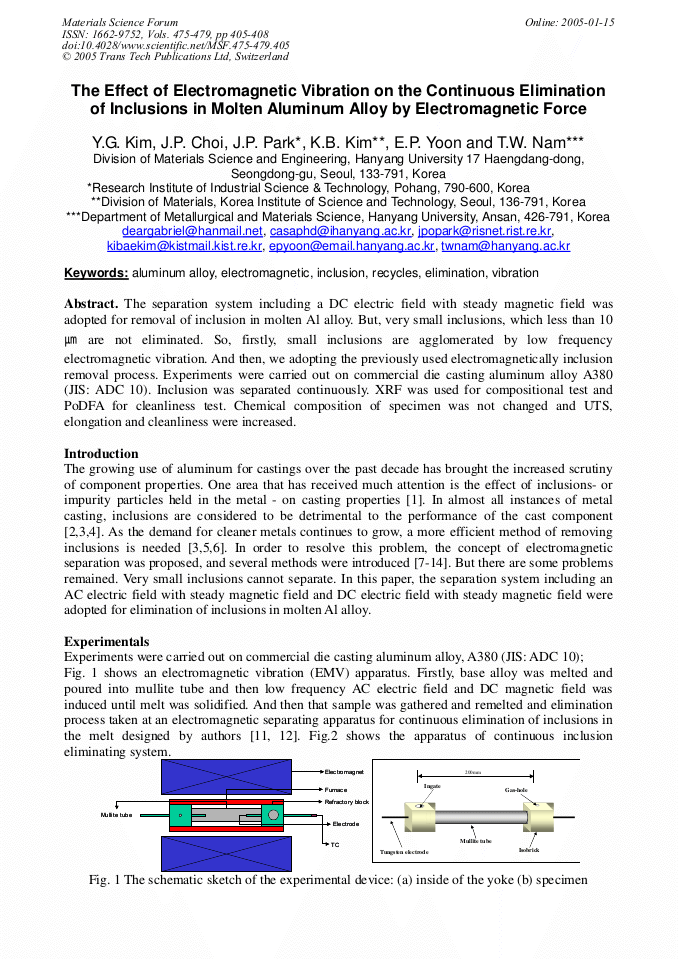 The Effect of Electromagnetic Vibration on the Continuous Elimination ...