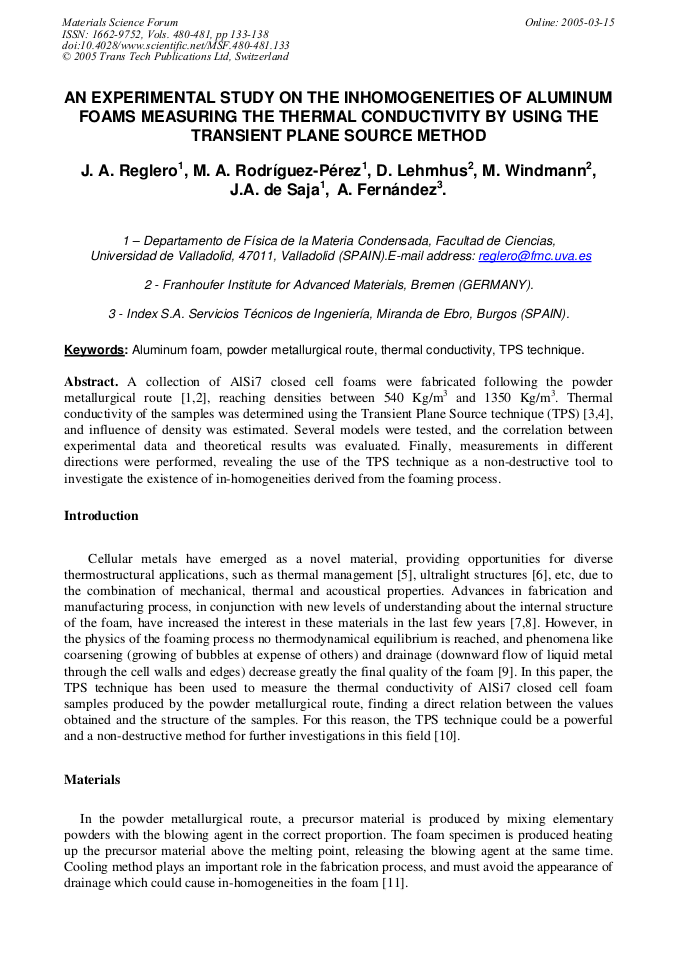 An Experimental Study on the Inhomogeneities of Aluminum Foams ...