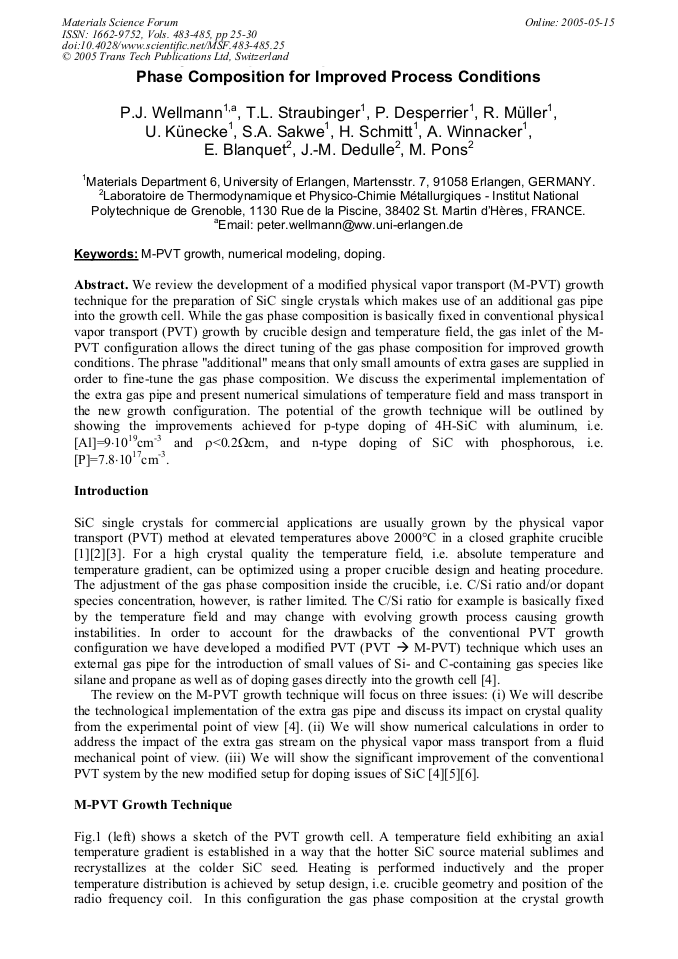 Modified Physical Vapor Transport Growth of SiC - Control of Gas Phase ...