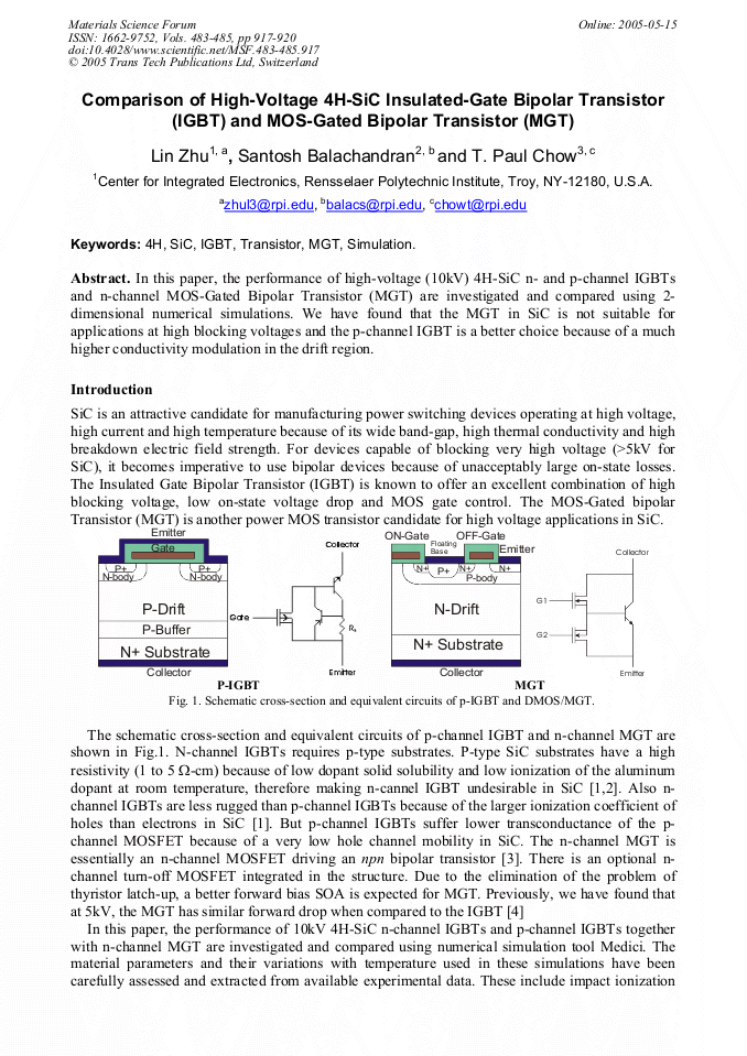 Comparison of High-Voltage 4H-SiC Insulated-Gate Bipolar Transistor ...