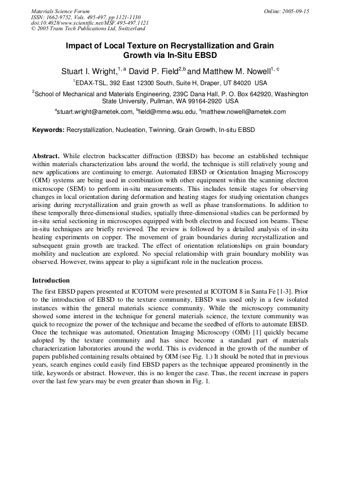 Impact of Local Texture on Recrystallization and Grain Growth via In ...