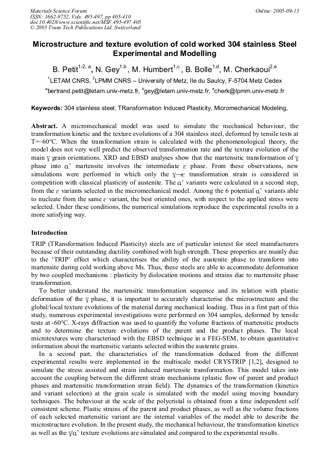 Microstructure and Texture Evolution of Cold Worked 304 Stainless Steel ...