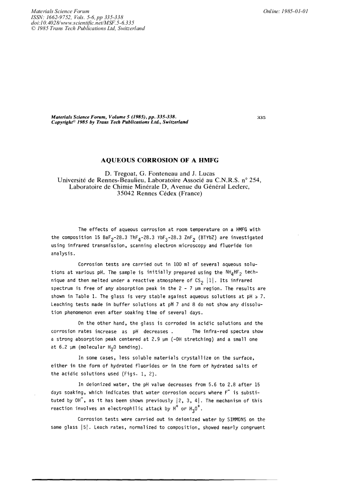Aqueous Corrosion of a HMFG | Scientific.Net