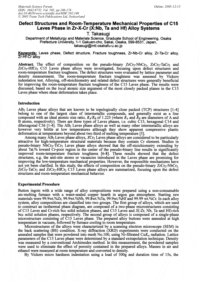Defect Structures and Room-Temperature Mechanical Properties of C15 ...