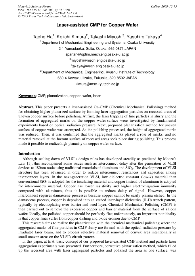 Laser-Assisted CMP for Copper Wafer | Scientific.Net