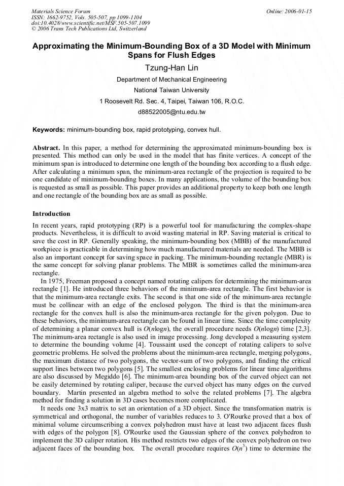 Approximating the Minimum-Bounding Box of a 3D Model with Minimum Spans ...