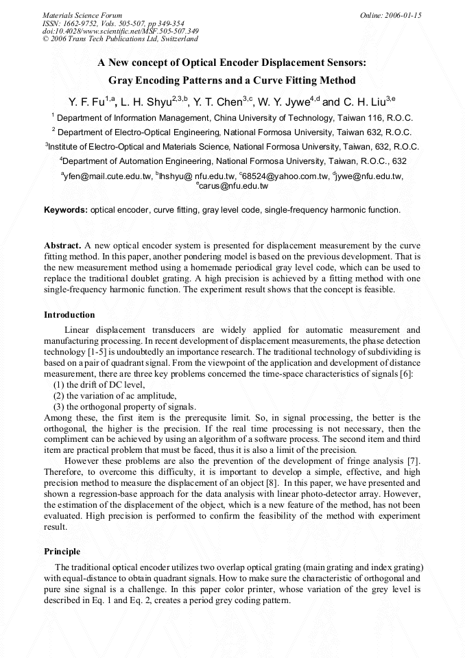 A New Concept of Optical Encoder Displacement Sensors: Gray Encoding ...