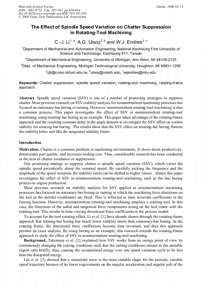 The Effect of Spindle Speed Variation on Chatter Suppression in ...