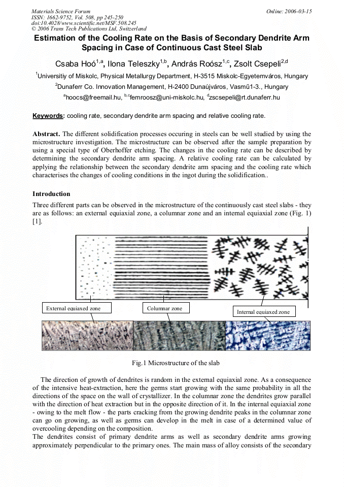 Estimation of the Cooling Rate on the Basis of Secondary Dendrite Arm ...