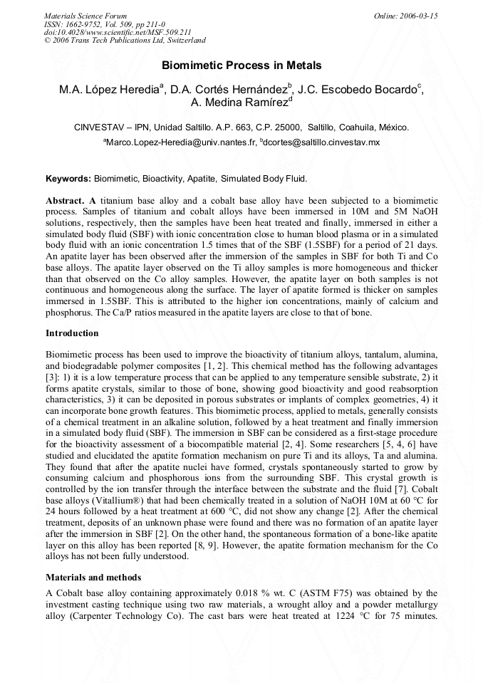 Biomimetic Process in Metals | Scientific.Net