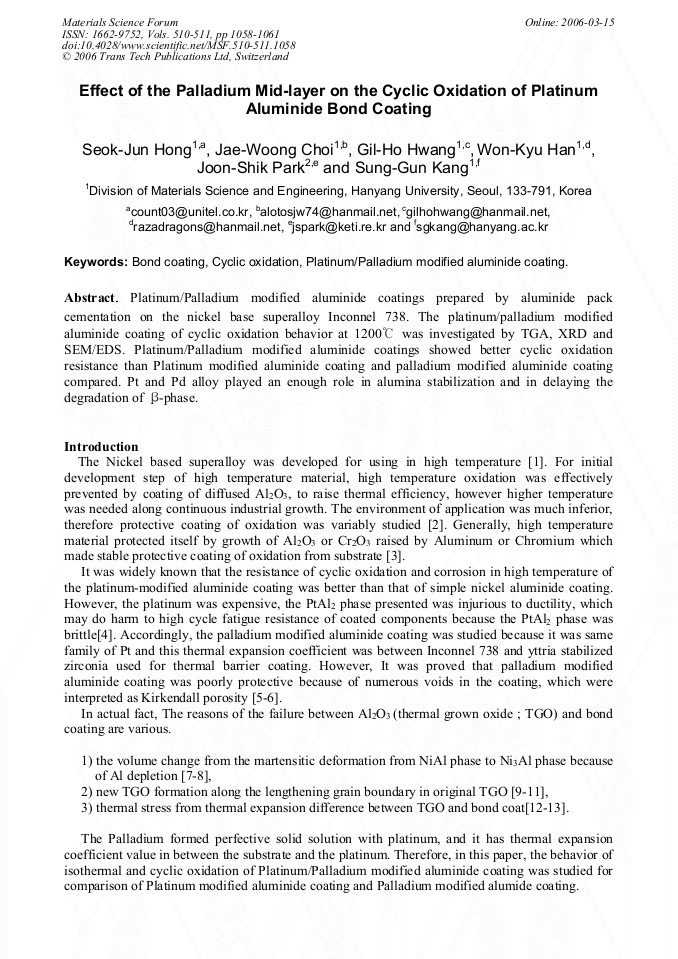 Effect of the Palladium Mid-Layer on the Cyclic Oxidation of Platinum ...
