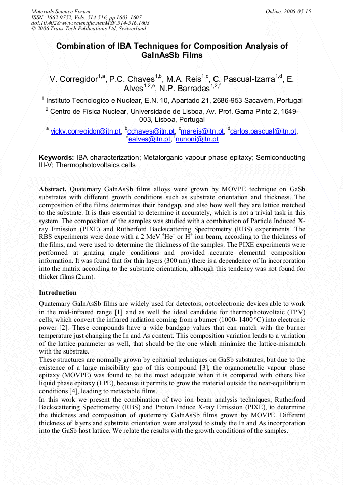 Combination of IBA Techniques for Composition Analysis of GaInAsSb ...
