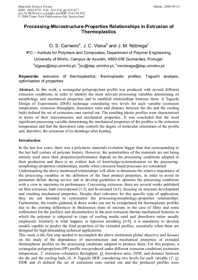 Processing-Microstructure-Properties Relationships in Extrusion of ...