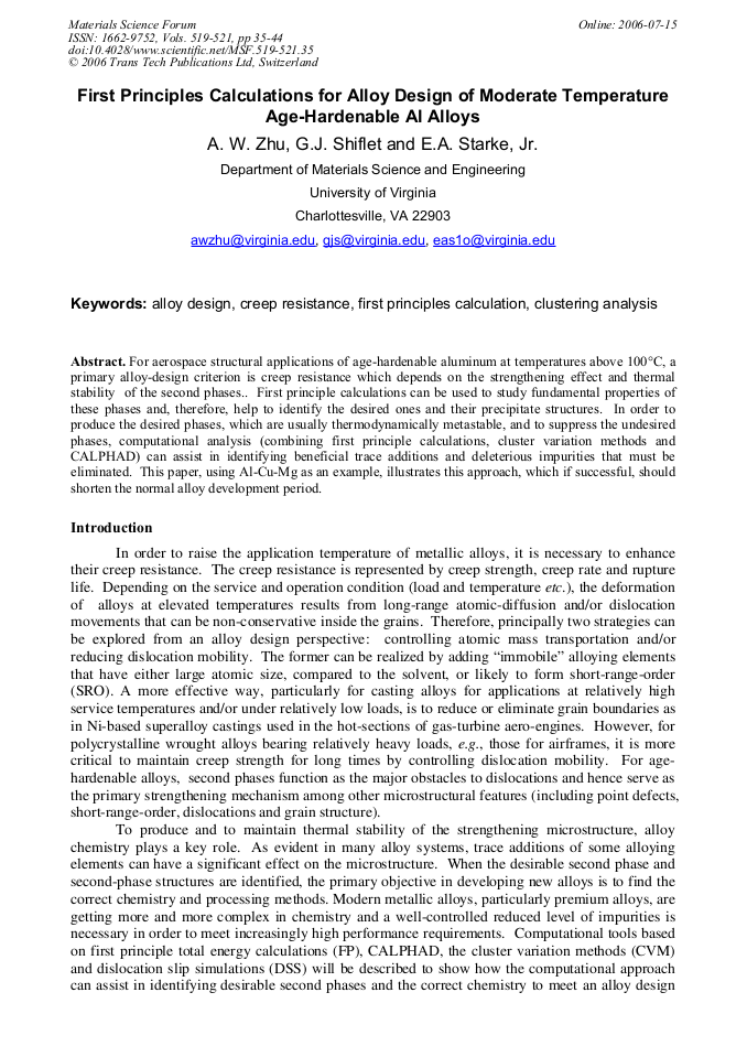 First Principles Calculations for Alloy Design of Moderate Temperature ...