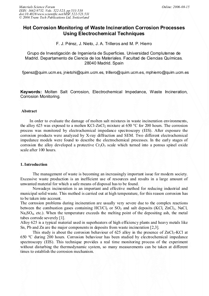 Hot Corrosion Monitoring of Waste Incineration Corrosion Processes ...