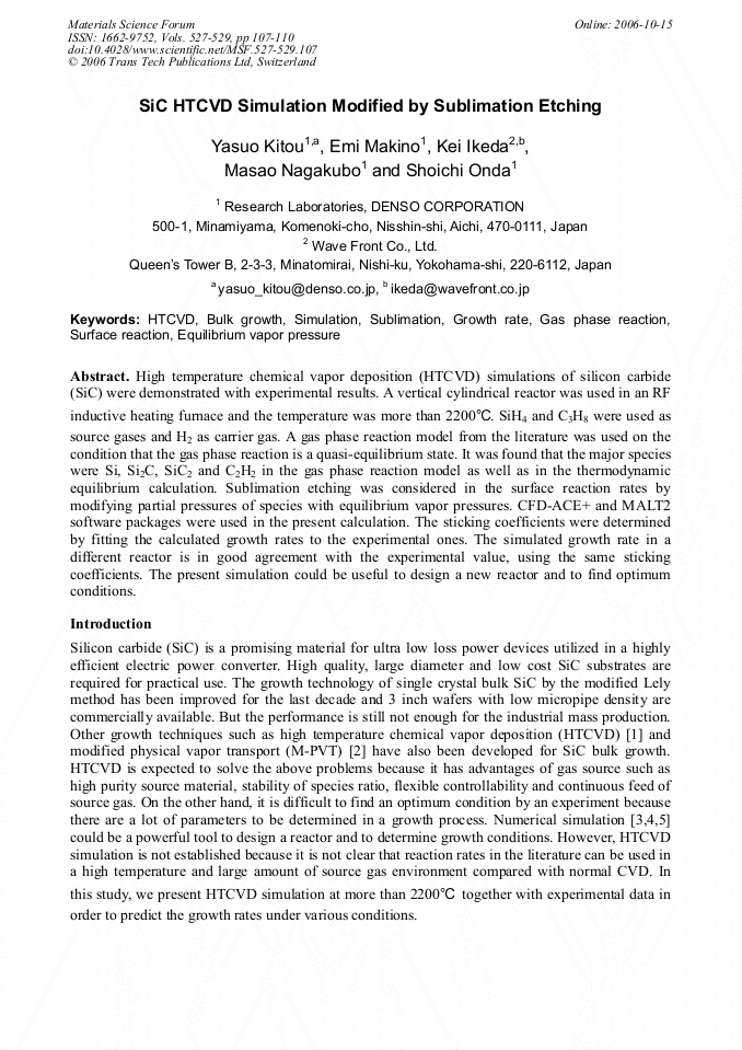 SiC HTCVD Simulation Modified by Sublimation Etching | Scientific.Net