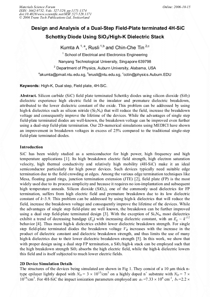 Design and Analysis of a Dual-Step Field-Plate Terminated 4H-SiC ...