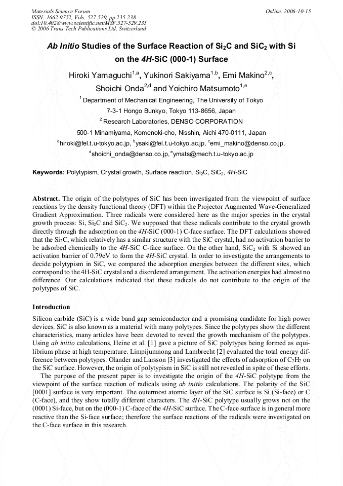 Ab Initio Studies of the Surface Reaction of Si2C and SiC2 with Si on ...