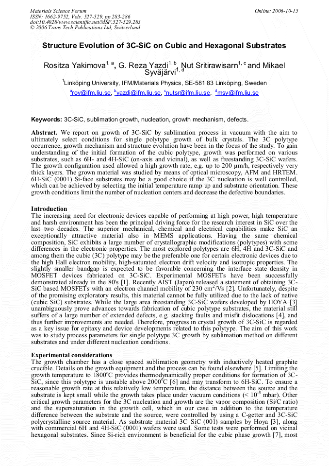 Structure Evolution of 3C-SiC on Cubic and Hexagonal Substrates ...