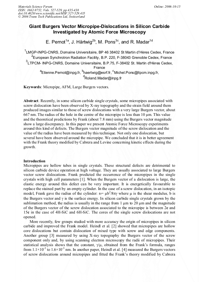 Giant Burgers Vector Micropipe-Dislocations in Silicon Carbide ...