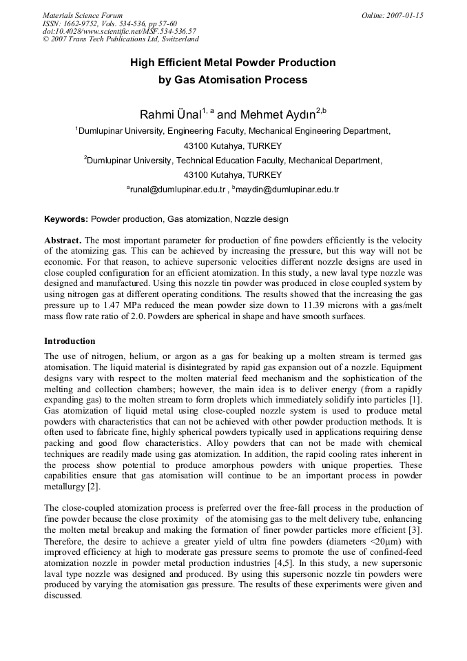 High Efficient Metal Powder Production by Gas Atomisation Process ...