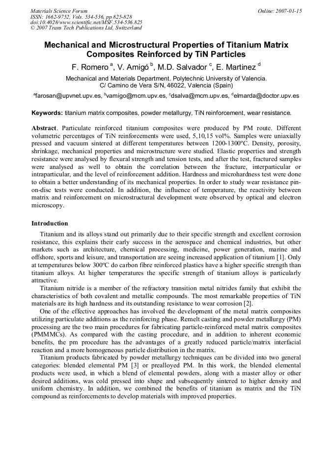 Mechanical and Microstructural Properties of Titanium Matrix Composites ...