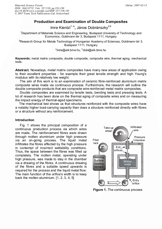 Production and Examination of Double Composites | Scientific.Net