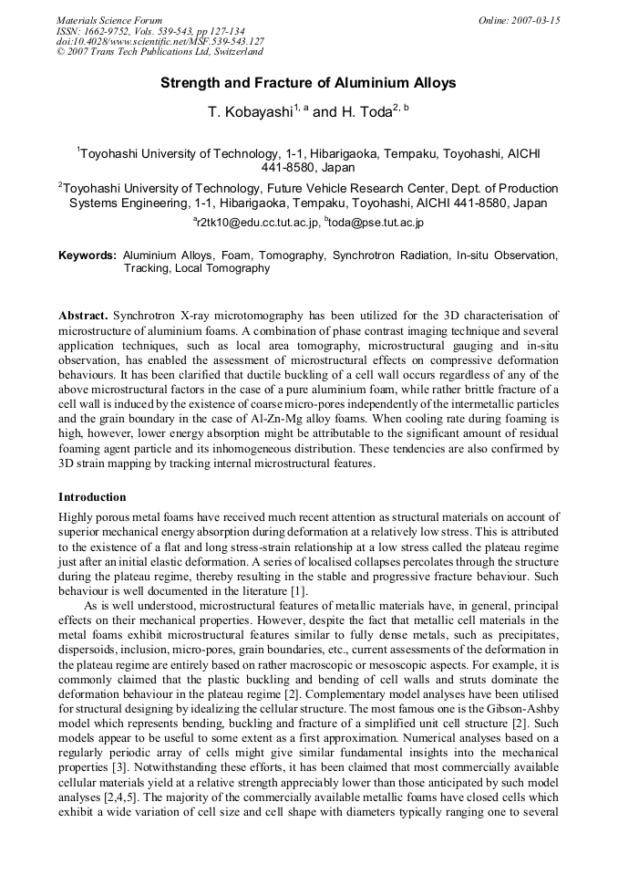 Strength and Fracture of Aluminium Alloys | Scientific.Net
