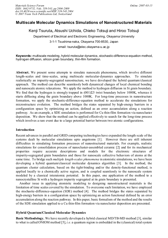 Multiscale Molecular Dynamics Simulations of Nanostructured Materials ...