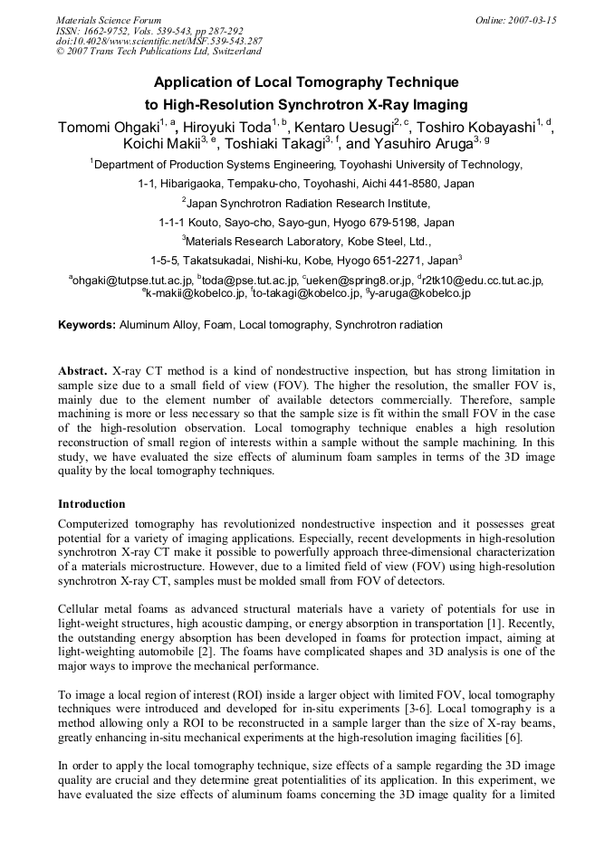 Application of Local Tomography Technique to High-Resolution ...
