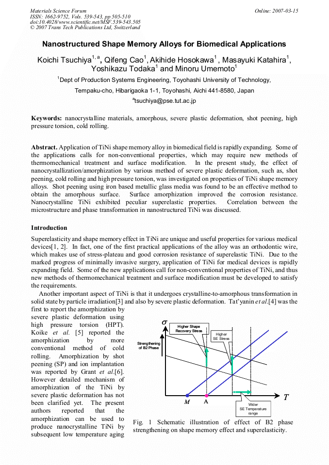 Nanostructured Shape Memory Alloys for Biomedical Applications ...