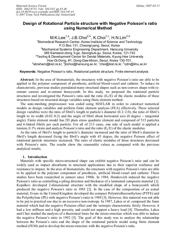 Design of Rotational Particle Structure with Negative Poisson’s Ratio Using Numerical Method ...
