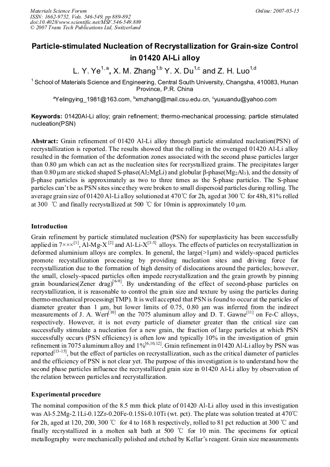 Particle-Stimulated Nucleation of Recrystallization for Grain-Size ...