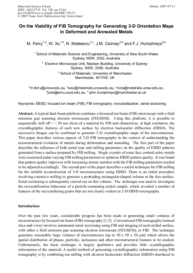 On the Viability of FIB Tomography for Generating 3-D Orientation Maps ...