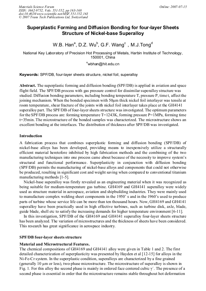 Superplastic Forming and Diffusion Bonding for Four-Layer Sheets ...