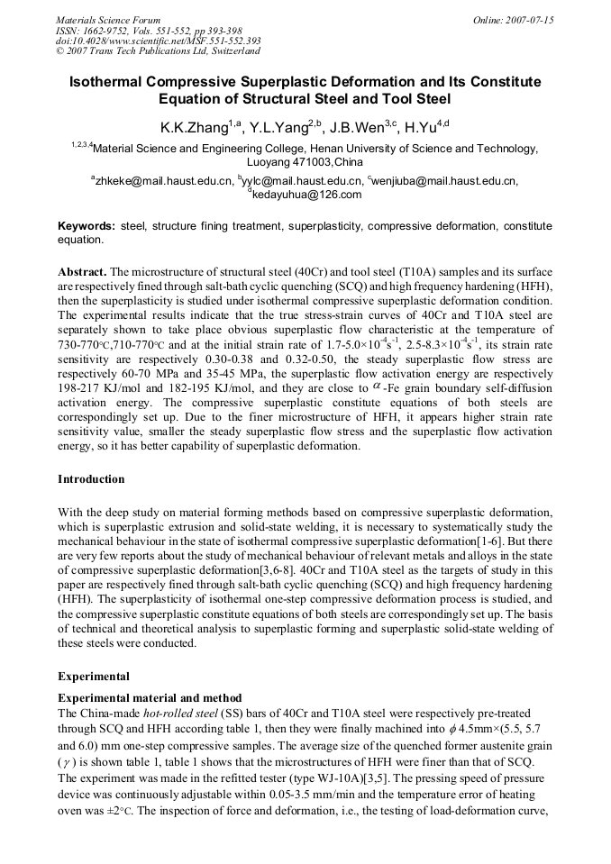 Isothermal Compressive Superplastic Deformation and its Constitute ...