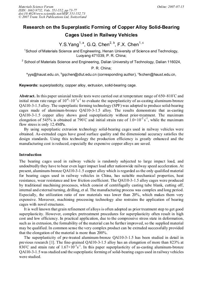 Research on the Superplastic Forming of Copper Alloy Solid-Bearing ...