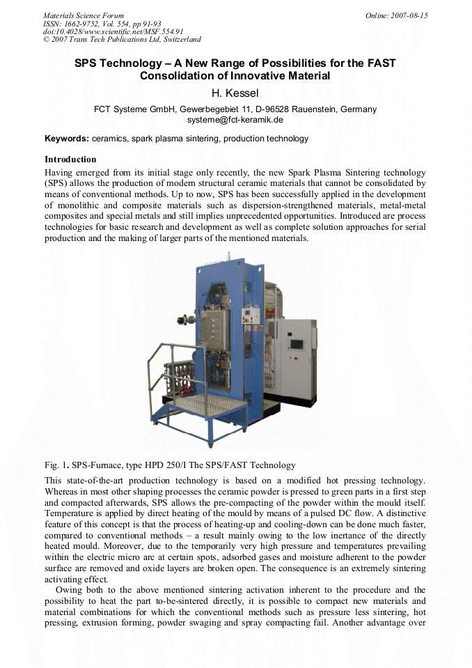 SPS-Technology - A New Range of Possibilities for the FAST ...