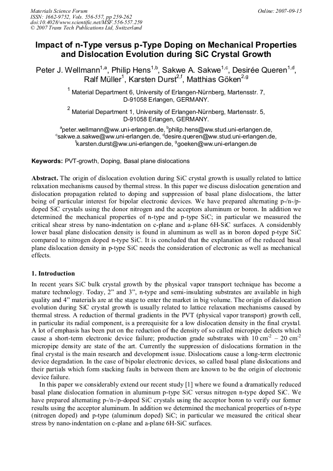 Impact of n-Type versus p-Type Doping on Mechanical Properties and ...
