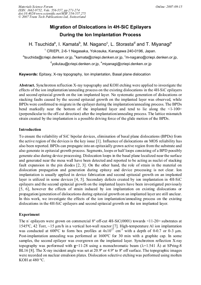 Migration of Dislocations in 4H-SiC Epilayers during the Ion ...
