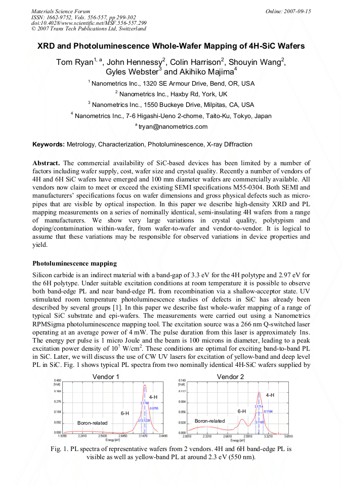 XRD and Photoluminescence Whole-Wafer Mapping of 4H-SiC Wafers ...