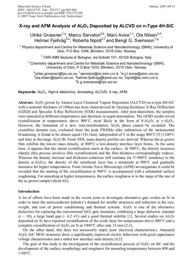 X-Ray and AFM Analysis of Al2O3 Deposited by ALCVD on n-Type 4H-SiC ...