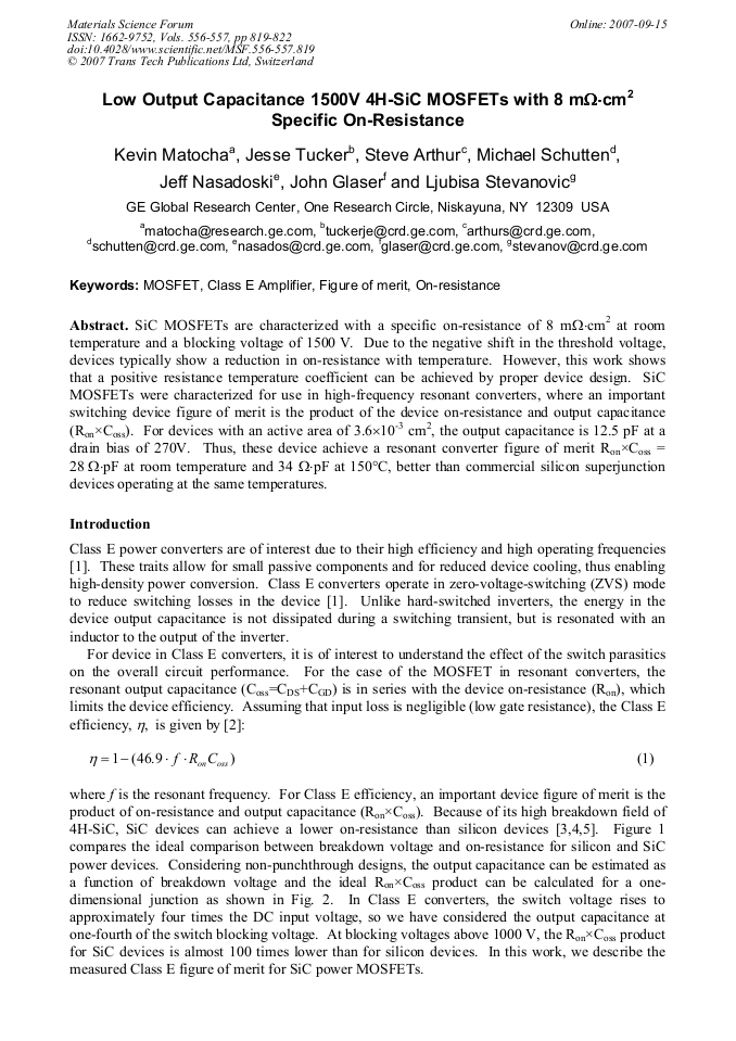 Low Output Capacitance 1500V 4H-SiC MOSFETs with 8 mΩ·cm2 Specific On ...
