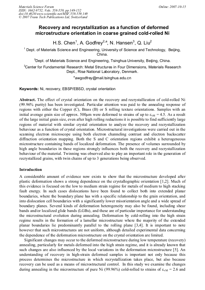 Recovery And Recrystallization As A Function Of Deformed Microstructure Orientation In Coarse