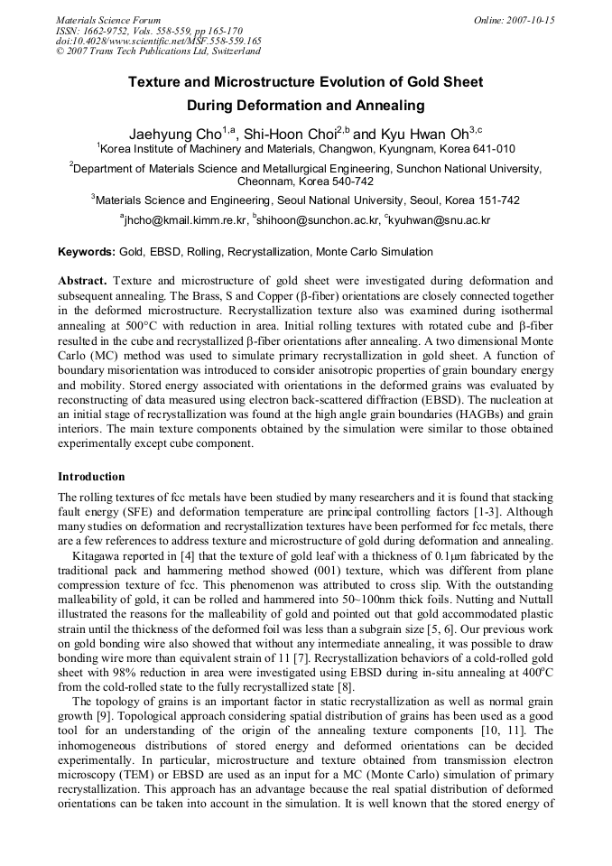 Texture and Microstructure Evolution of Gold Sheet during Deformation ...