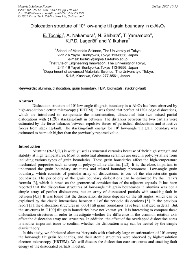 Dislocation Structure of 10° Low-Angle Tilt Grain Boundary in α-Al2O3 ...