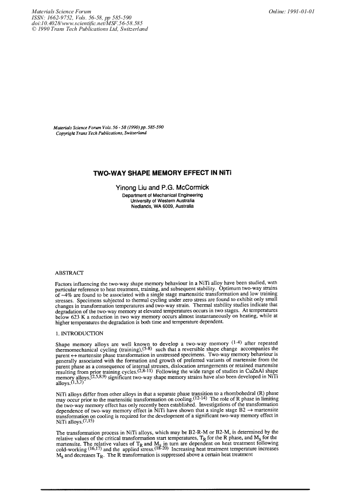 Two-Way Shape Memory Effect in NiTi | Scientific.Net